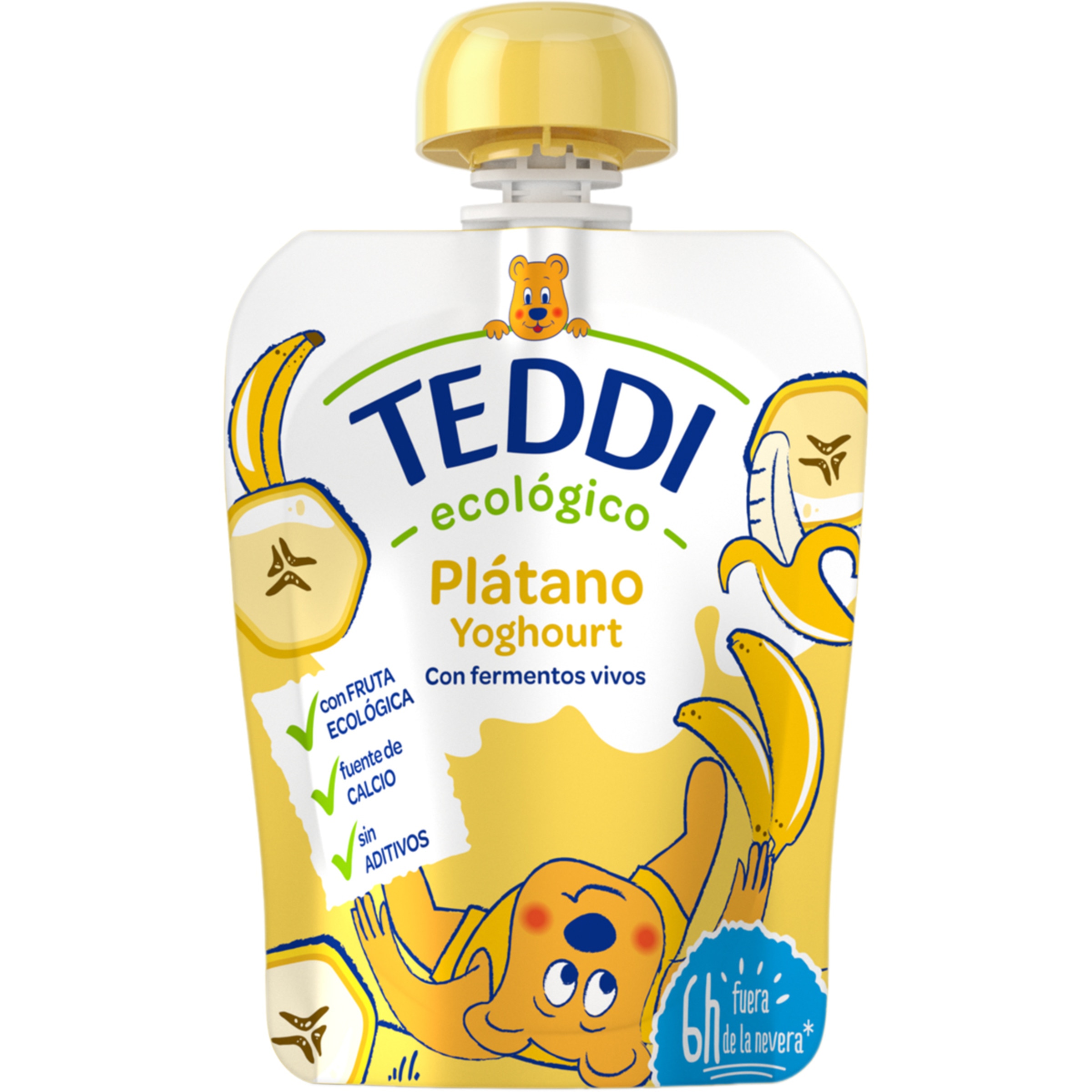 Pouch yogur ecológico entero con puré de plátano envase 85 g · TEDDI ...