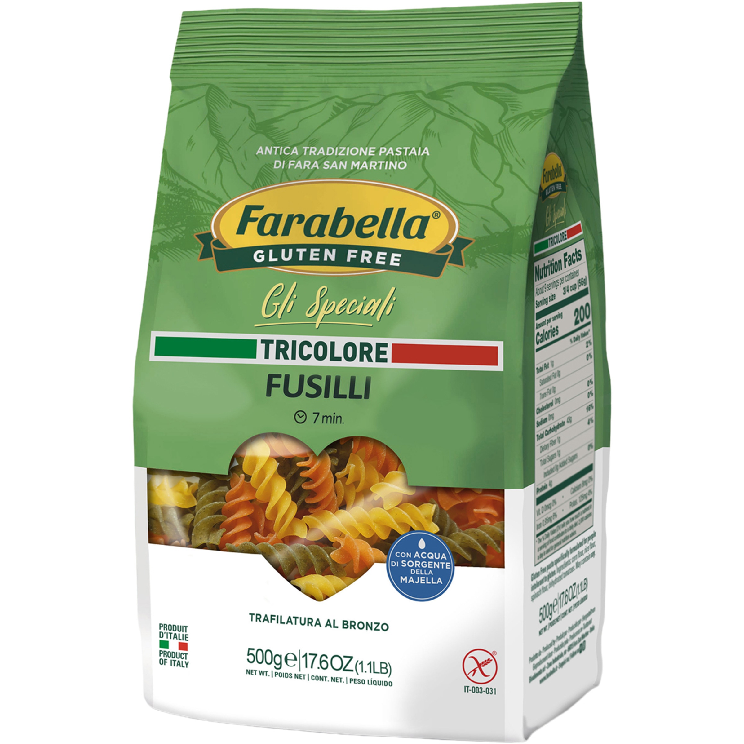 Gli Speciali fussili tricolor sin gluten envase 500 g · FARABELLA ...
