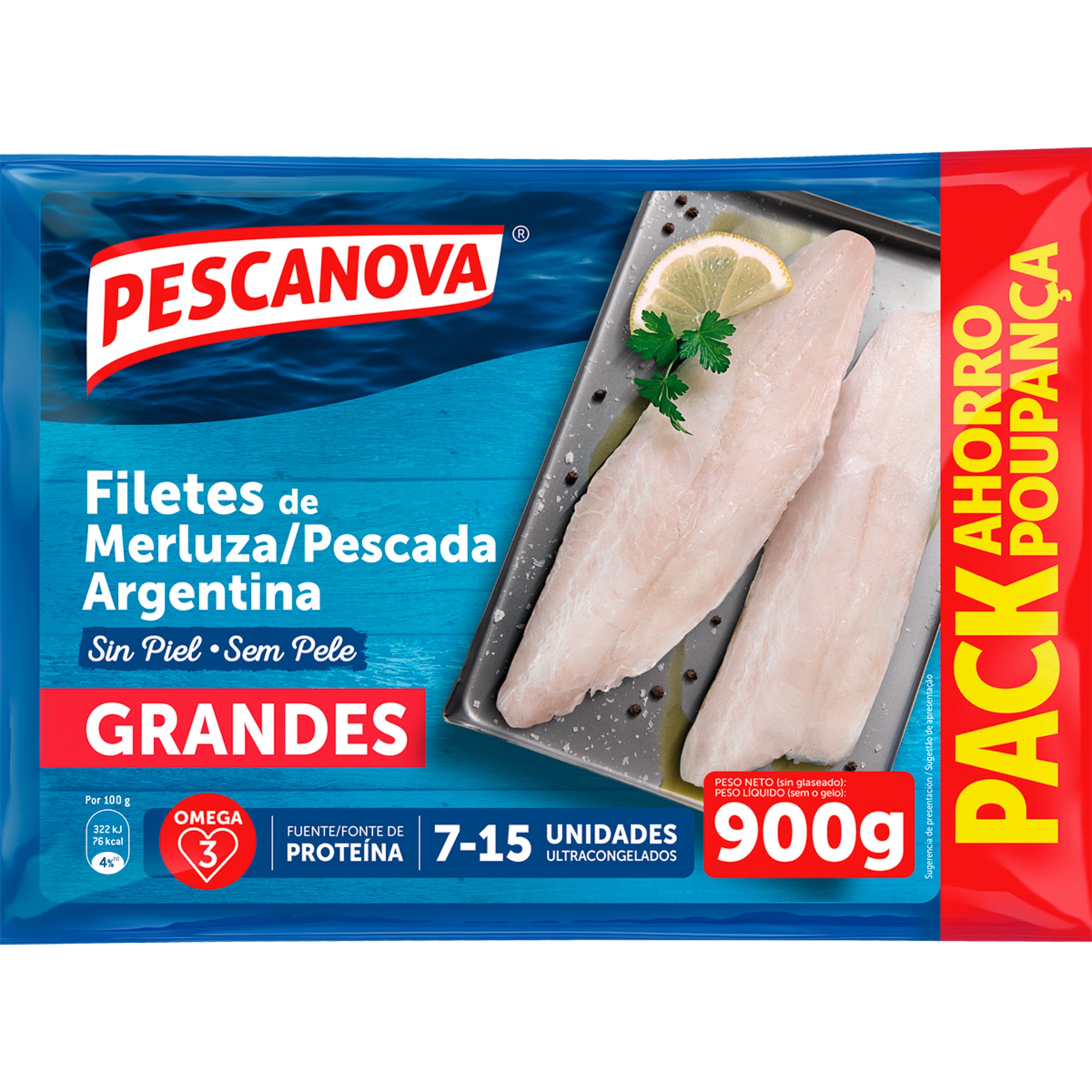 Filetes Pescada Argentina sem Pele embalagem 900 g · Pescanova ...