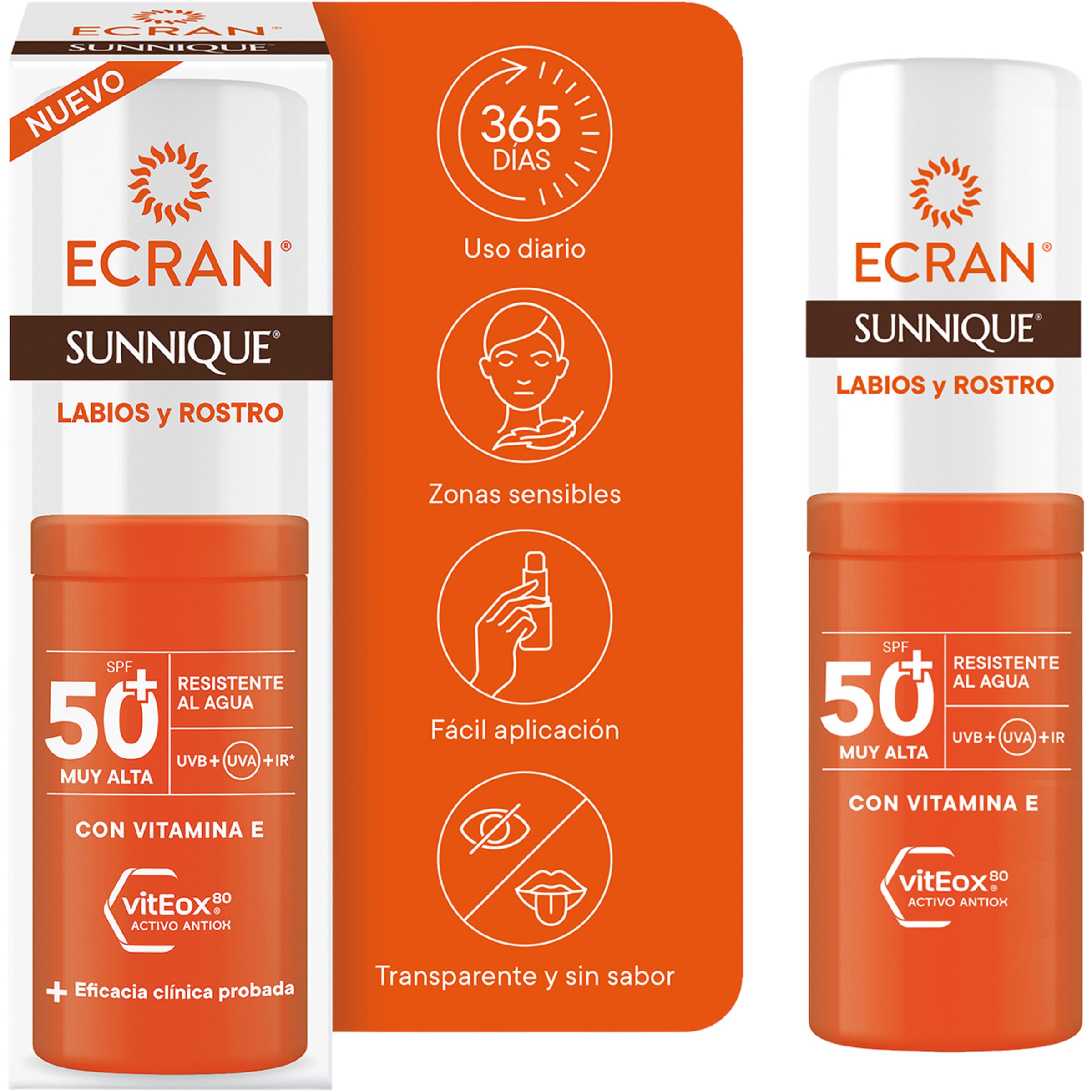 Sunnique protector facial solar labios y rostro vitEox 80 SPF-50+ stick ...